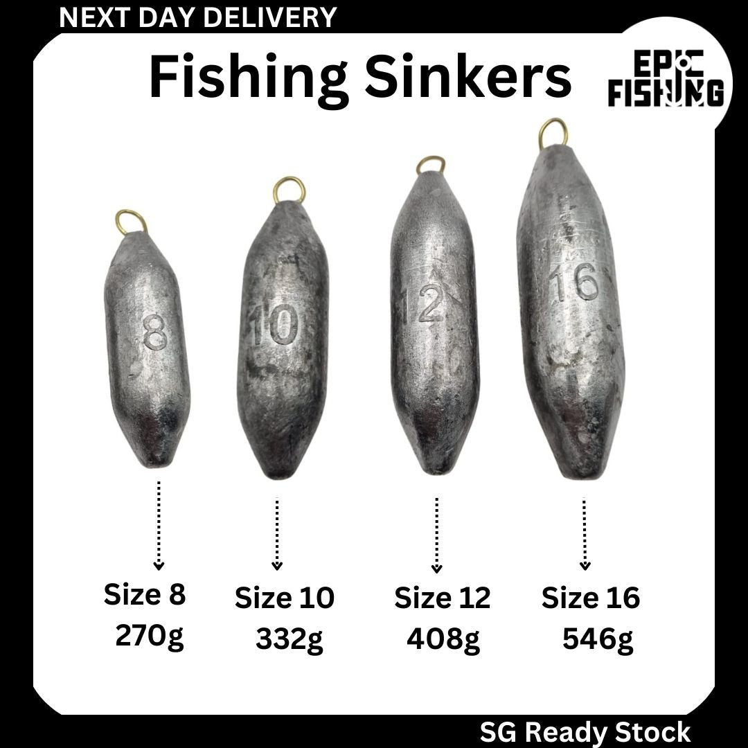Cigar Lead Fishing Sinkers (Sizes 8, 10, 12, 14 and 16) – EPIC Fishing